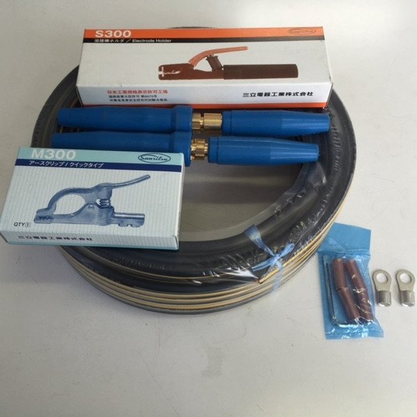 ☆新品☆溶接用キャブタイヤケーブル イエローライン(黄/黒) WCT22SQ 40m 付属品付（ホルダー+アースクリップ+ケーブルジョイント2組+端子2個)